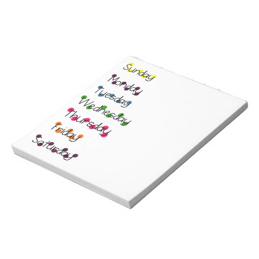 Days of the Week Notepad | Zazzle
