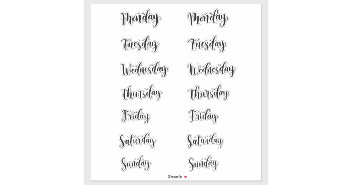 Days of The Week Sticker | Zazzle