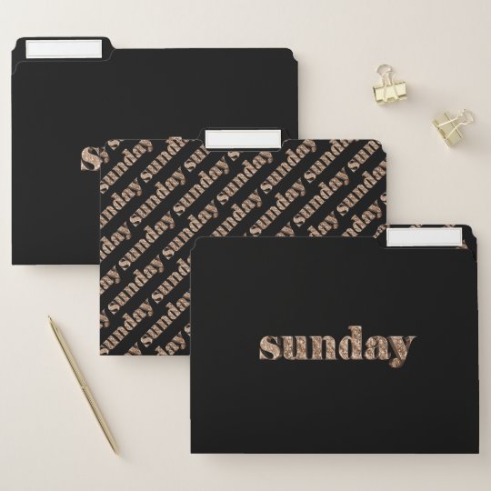 Days of The Week Sunday Gold Typography Elegant File Folder | Zazzle.com