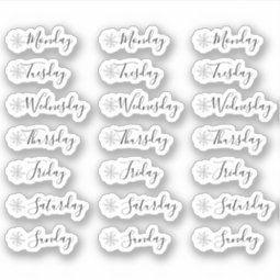 Days of the Week Watercolor Snowflake Planner Sticker | Zazzle