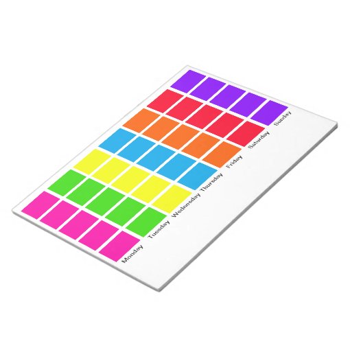 Days of Week Color Coded Calendar Tools Notepads | Zazzle
