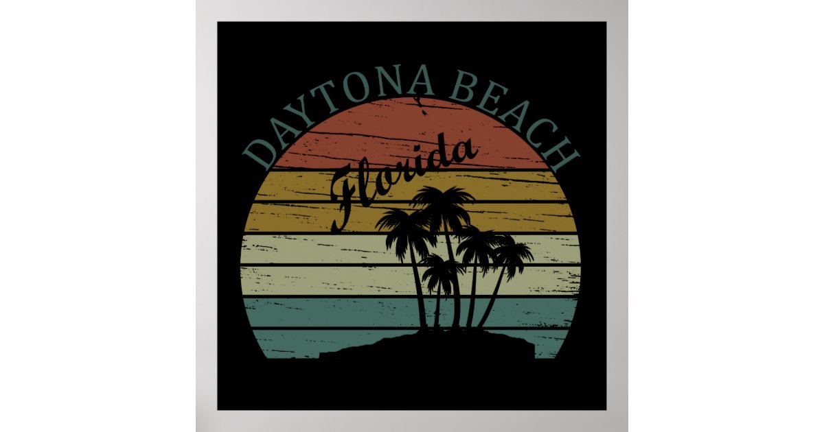 Daytona beach vintage sunset retro landscape poster | Zazzle