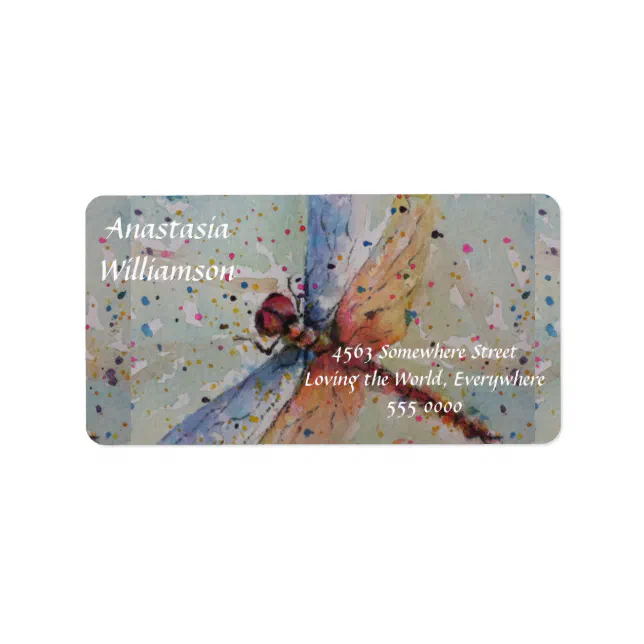 DAZZLING COLORFUL DRAGONFLY ADDRESS LABEL | Zazzle