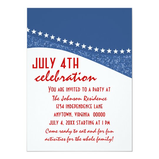 Dazzling Star Curves July 4th Party Invite, Blue Invitation | Zazzle.com