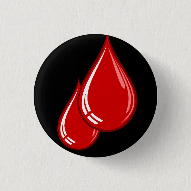 DBA UK Round Pin Badge - Blood Drops & Black | Zazzle