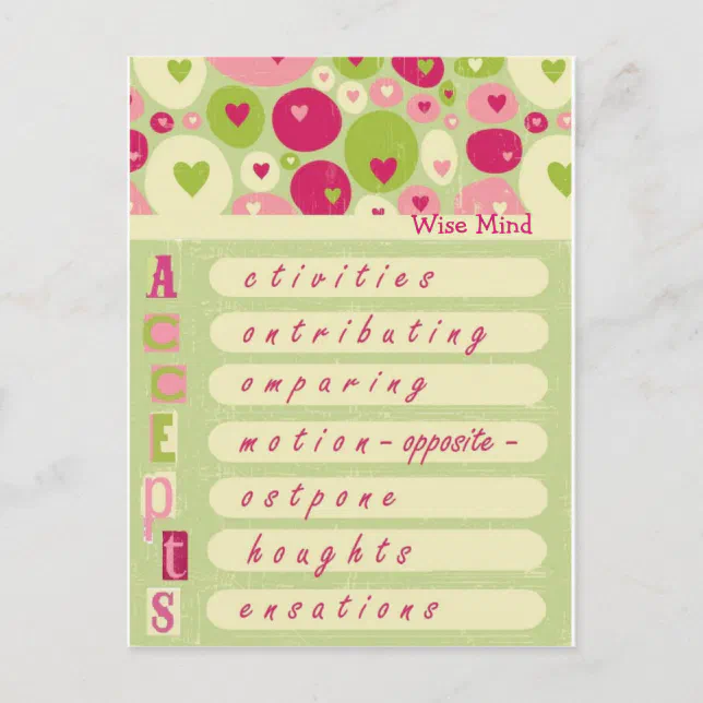 DBT Wise Mind "accepts" Postcard | Zazzle