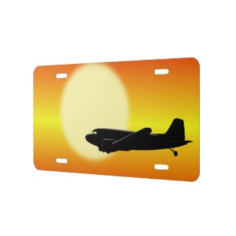 DC-3 passing sun. License Plate | Zazzle