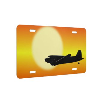DC-3 passing sun. License Plate | Zazzle