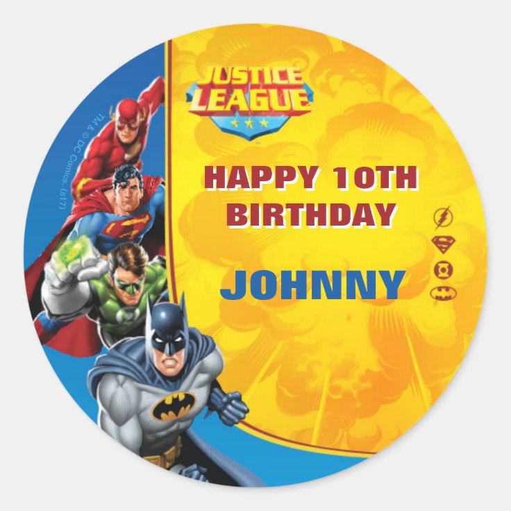 DC Comics | Justice League - Birthday Classic Round Sticker | Zazzle