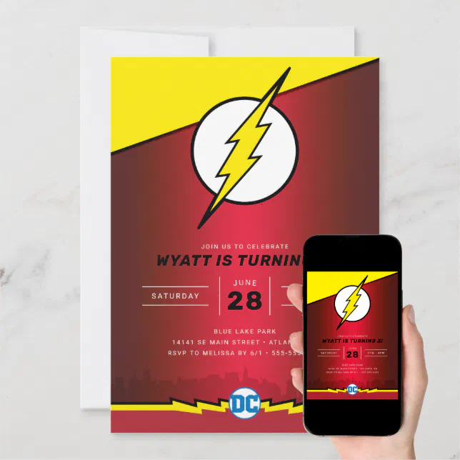 DC Comics - The Flash | Birthday Invitation | Zazzle