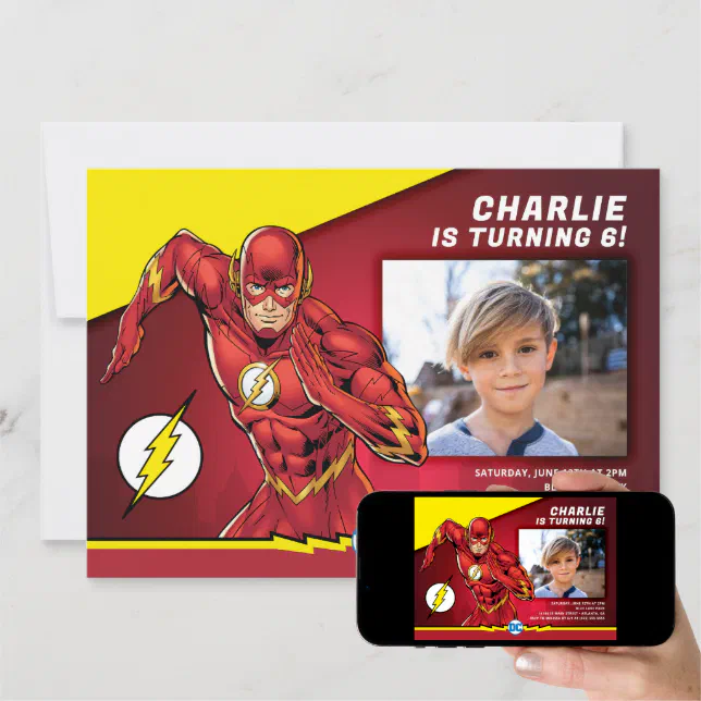 DC Comics | The Flash Photo Birthday Invitation | Zazzle