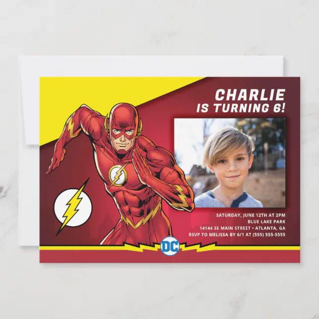 DC Comics | The Flash Photo Birthday Invitation | Zazzle