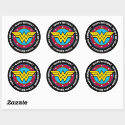 DC Comics | Wonder Woman Circle & Stars Logo Classic Round Sticker | Zazzle