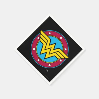 DC Comics | Wonder Woman Circle & Stars Logo Paper Napkins | Zazzle
