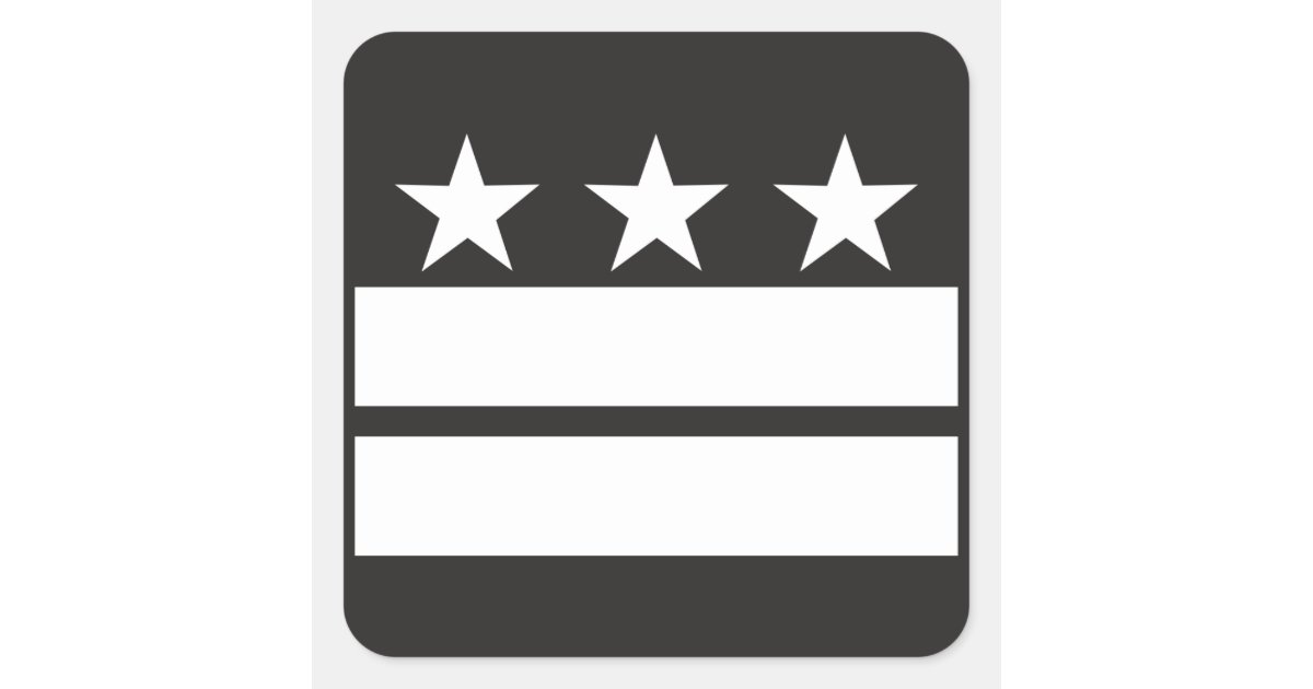 DC Flag in Black & White Square Sticker | Zazzle