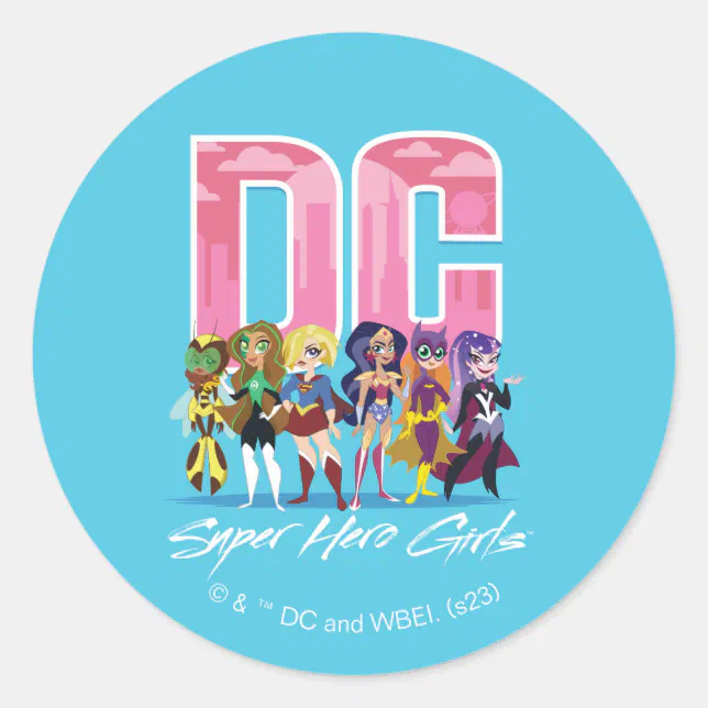 DC Super Hero Girls Lineup Classic Round Sticker | Zazzle