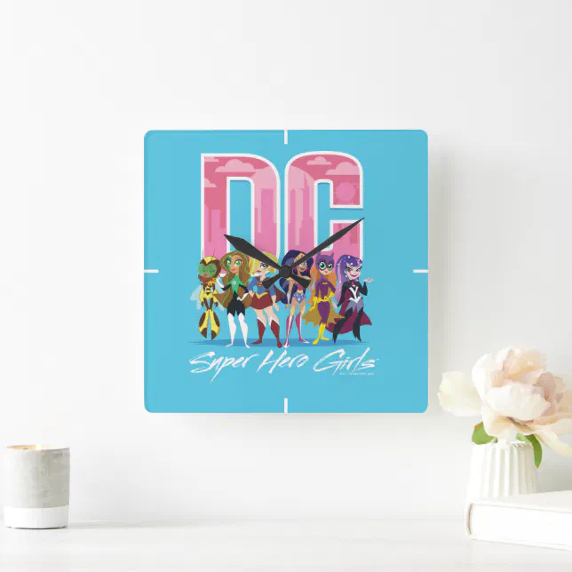 DC Super Hero Girls Lineup Square Wall Clock | Zazzle