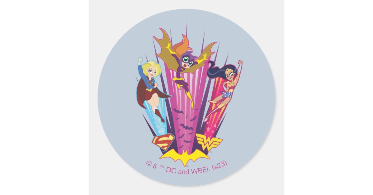 DC Super Hero Girls Trio Classic Round Sticker | Zazzle