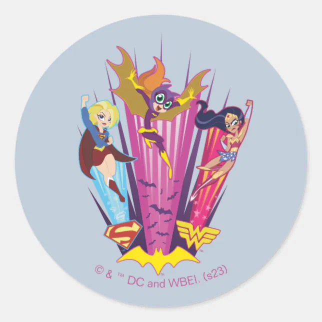 DC Super Hero Girls Trio Classic Round Sticker | Zazzle