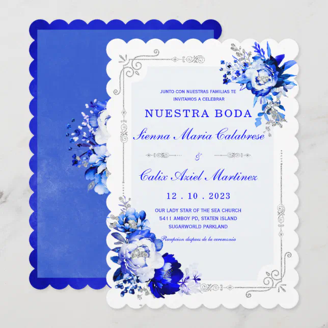 De Boda Originales y Elegantes en Azul Rey Invitation | Zazzle