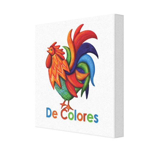 De Colores Rooster Gallo Print 12" x 12", 1.5" | Zazzle