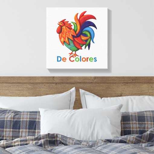 De Colores Rooster Gallo Print 12" x 12", 1.5" | Zazzle