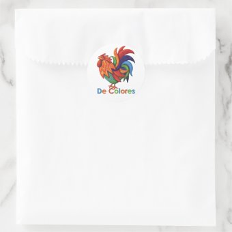 De Colores Rooster Gallo Round Sticker, Matte Classic Round Sticker ...