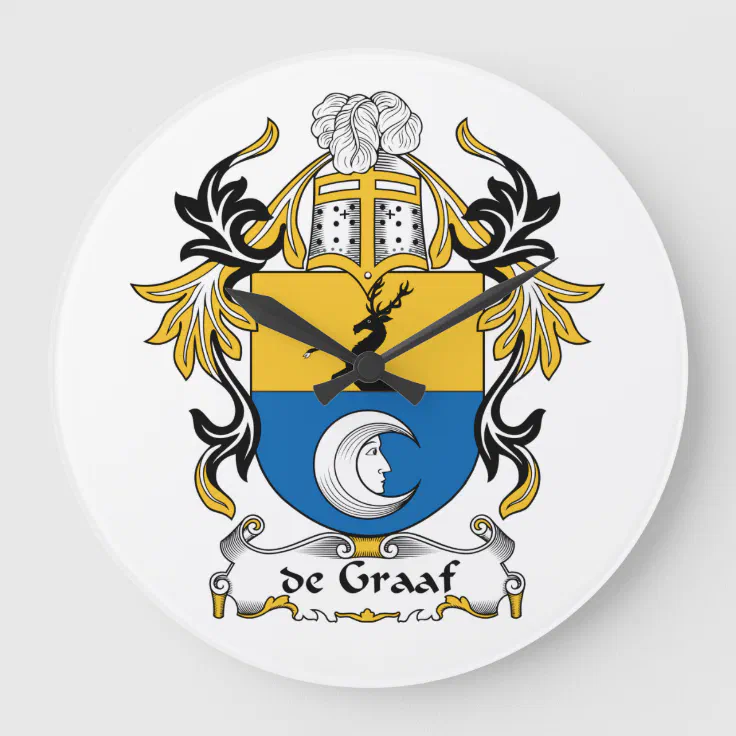 de Graaf Family Crest Large Clock | Zazzle