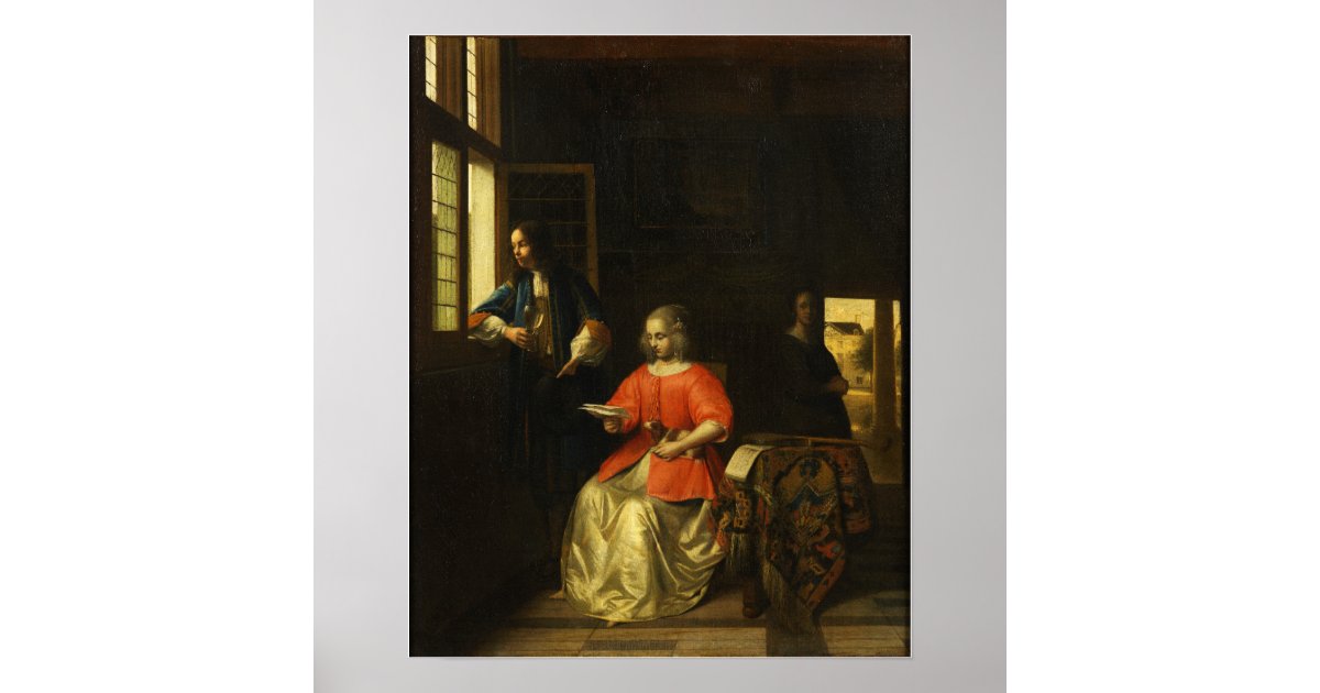 De Hooch - Interior With A Young Lady Reading A L… Poster | Zazzle