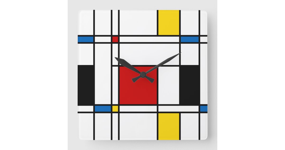 De Stijl Pattern Square Wall Clock | Zazzle