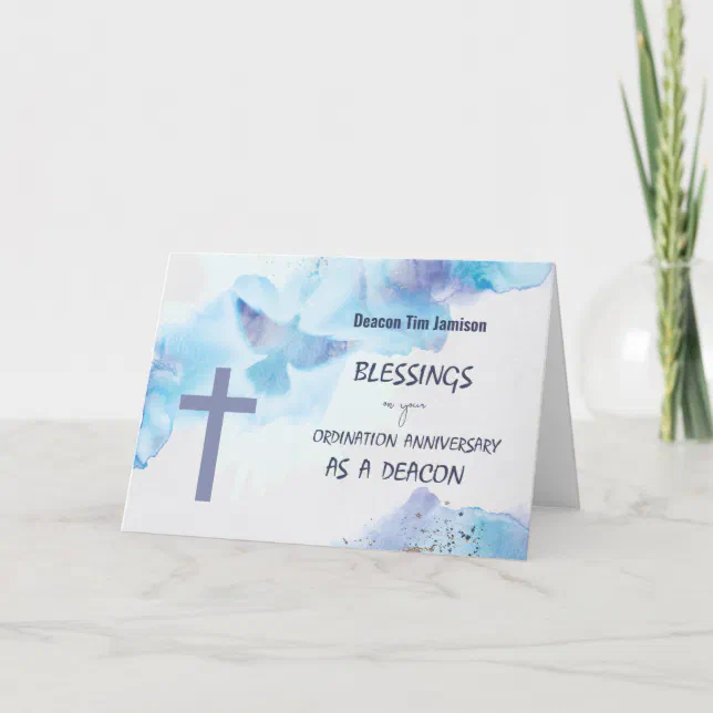 Deacon Ordination Anniversary Blessings Purple Card | Zazzle