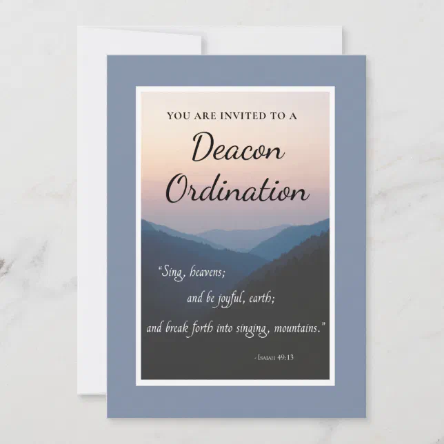 Deacon Ordination Invitation with Mountains | Zazzle