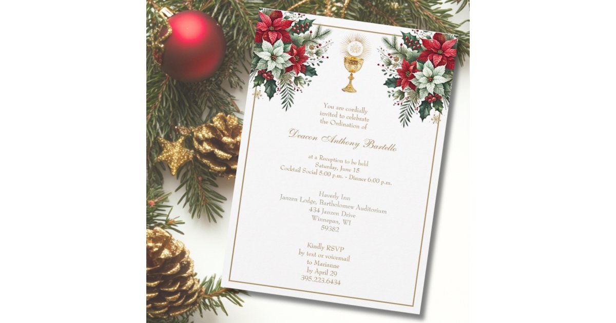 Deacon Priest Ordination Reception Floral Invitation | Zazzle
