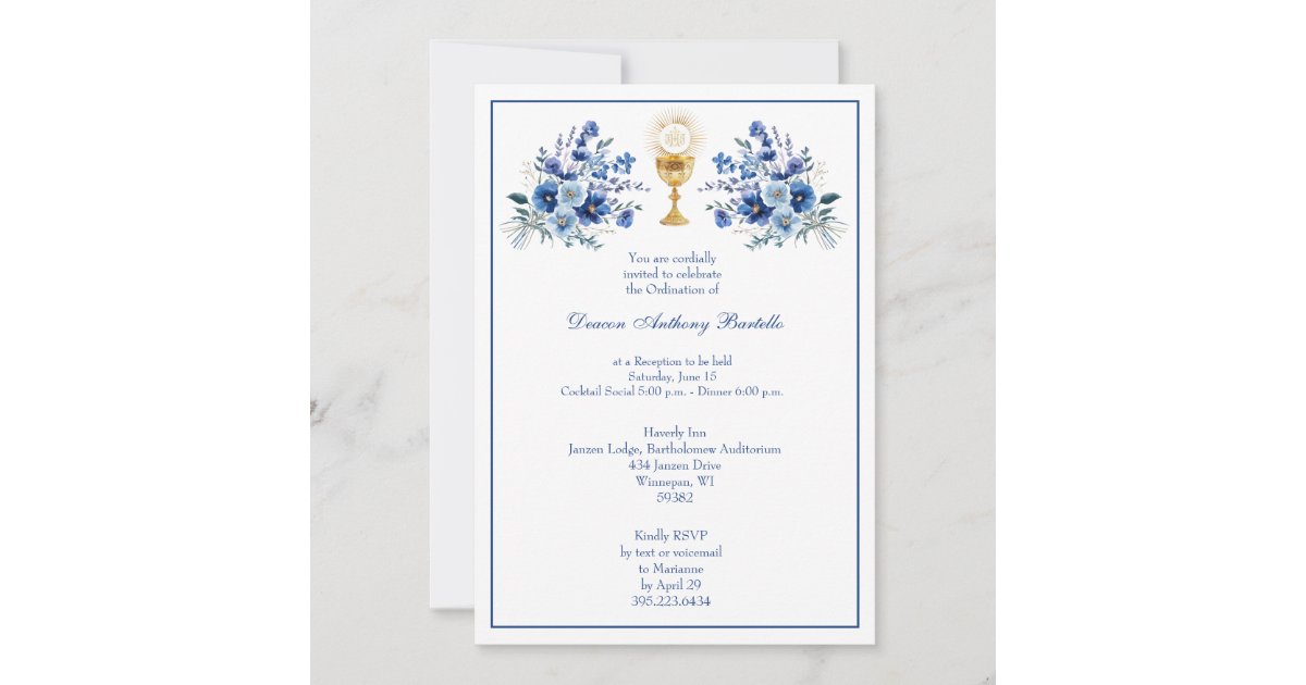 Deacon Priest Ordination Reception Floral Invitation | Zazzle