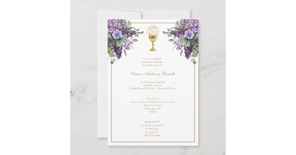 Deacon Priest Ordination Reception Invitation | Zazzle