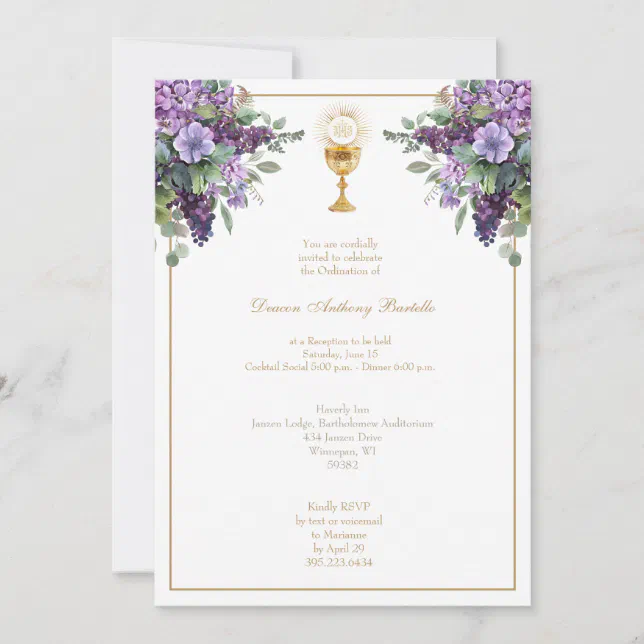 Deacon Priest Ordination Reception Invitation | Zazzle