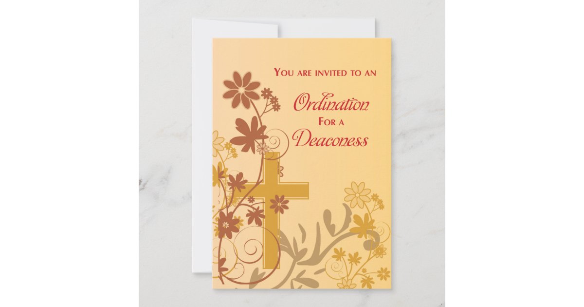 Deaconess Invitation to Ordination Cross Swirls | Zazzle