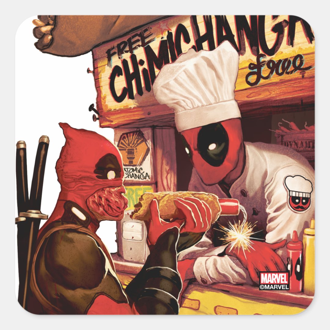 Deadpool Chimichanga Trap Square Sticker | Zazzle