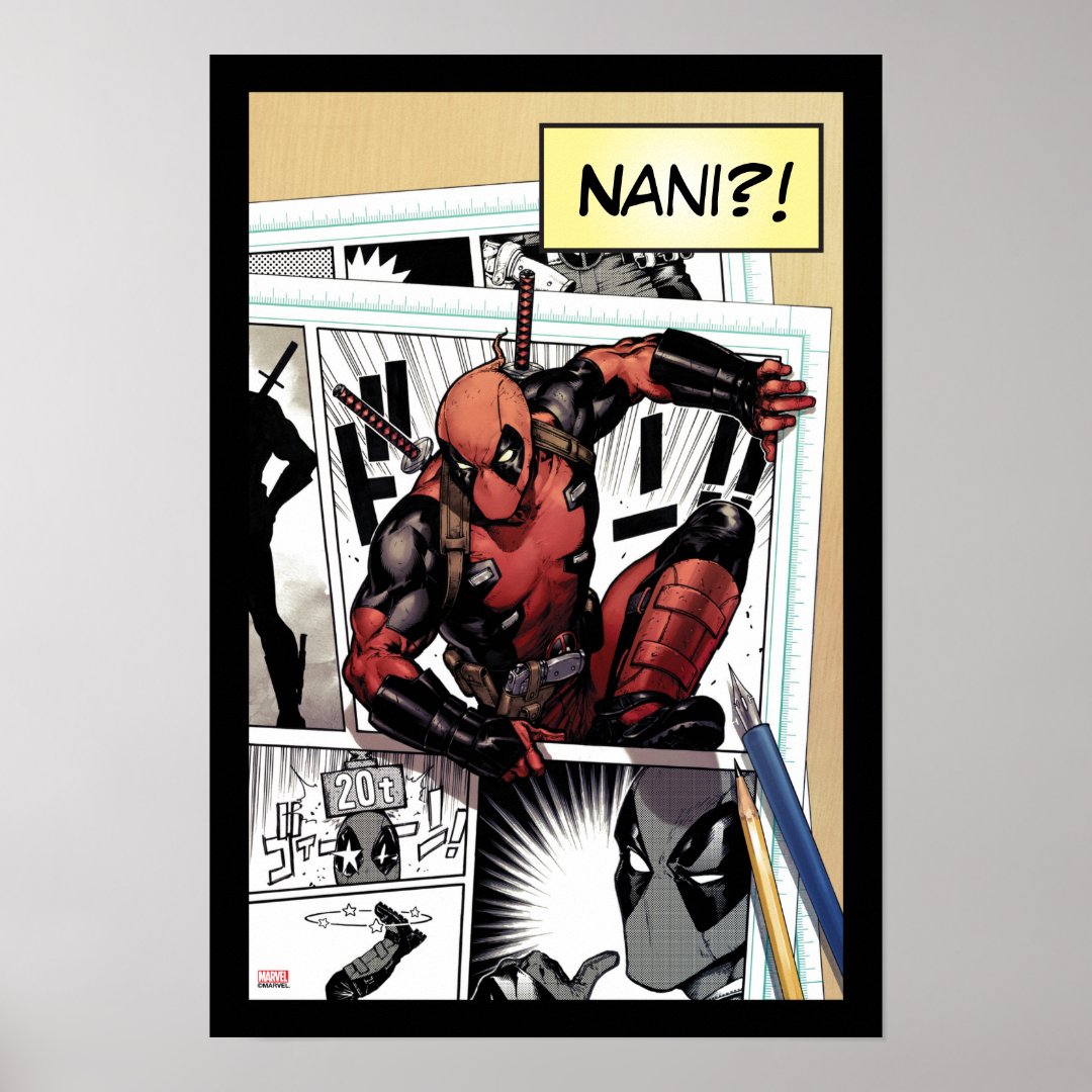 Deadpool Climbing Out Of Comic Poster | Zazzle