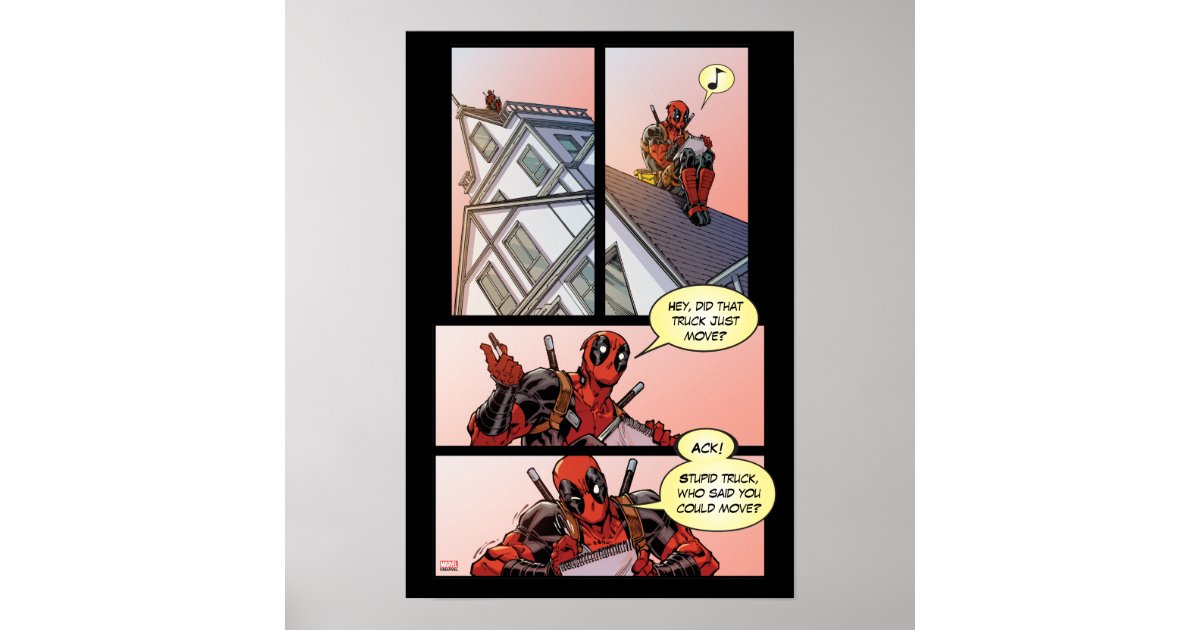 Deadpool Drawing on the Roof Poster | Zazzle