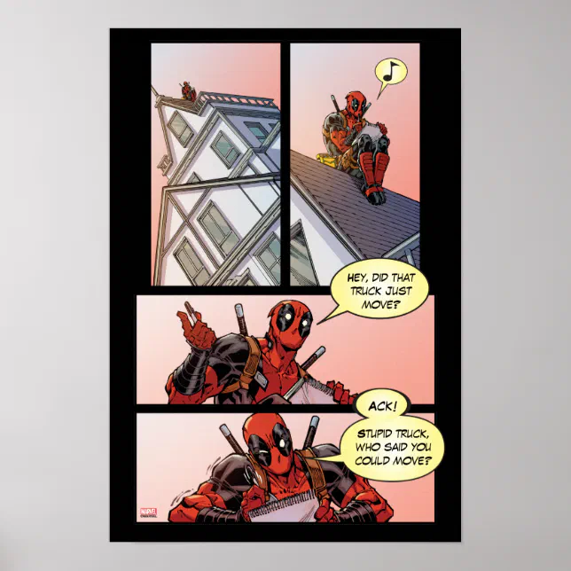 Deadpool Drawing on the Roof Poster | Zazzle