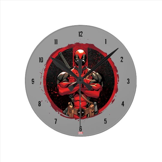 Deadpool in Paint Splatter Logo Round Clock | Zazzle.com