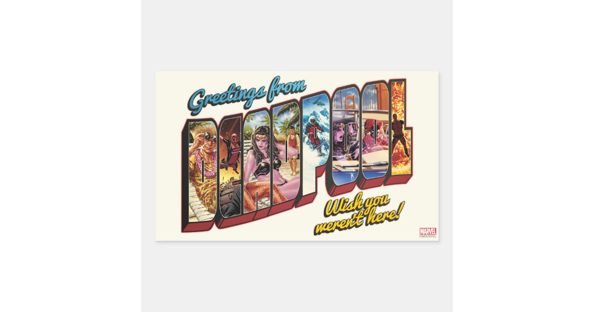 Deadpool Vacation Postcard Rectangular Sticker | Zazzle