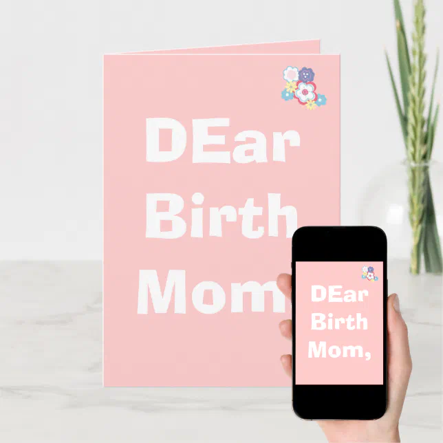 DEar Birth Mom, Customized Card | Zazzle