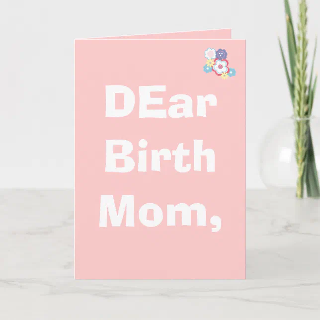 DEar Birth Mom, Customized Card | Zazzle