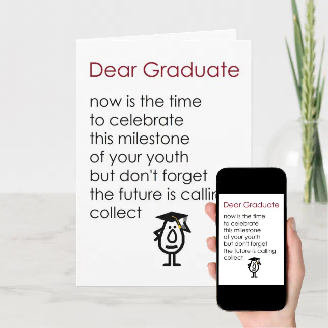 Dear Graduate - a funny graduation poem (red/boy) Card | Zazzle