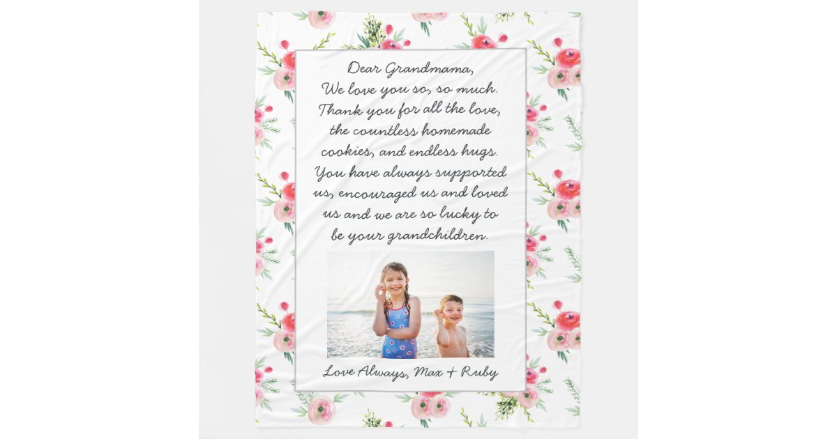 Dear Grandma | Photo & Letter Personalized Fleece Blanket | Zazzle