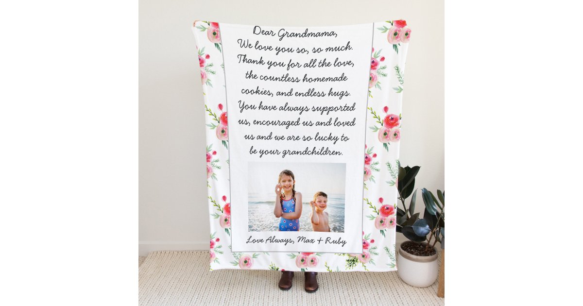 Dear Grandma | Photo & Letter Personalized Fleece Blanket | Zazzle