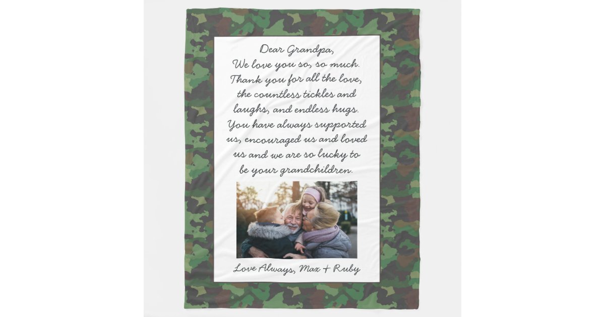 Dear Grandpa | Photo & Letter Personalized Fleece Blanket | Zazzle