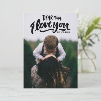 Dear Mom I Love You Hand Lettering Mother's Day Card | Zazzle